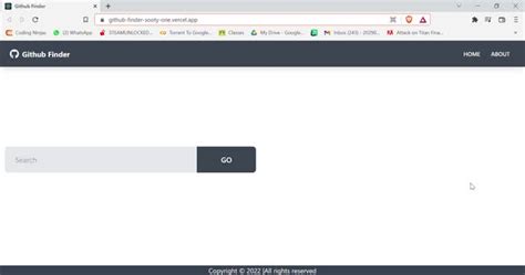 created my first basic website github finder using reactjs tailwind