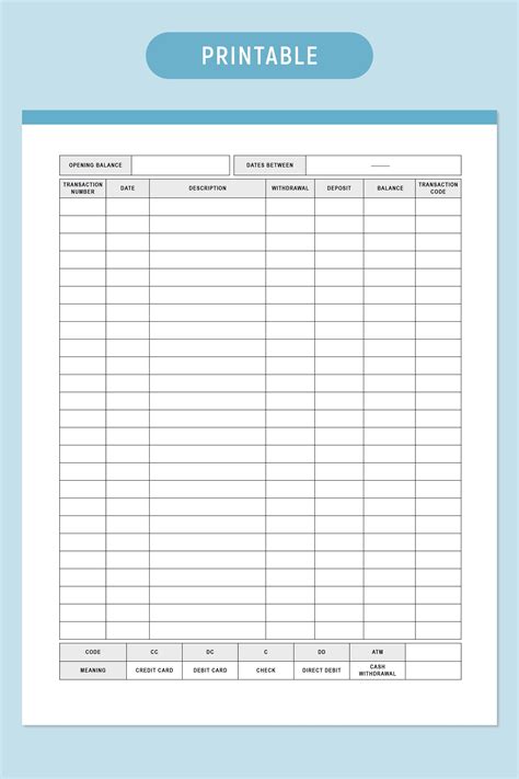Printable Checkbook Ledger Plan Your Year Easily