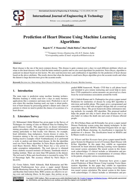 Pdf Prediction Of Heart Disease Using Machine Learning Algorithms