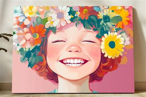 그림·사진 웃음꽃길 그림 캔버스액자 돈 들어오는 꽃 머리 웃는 여성 카페 거실 풍수 인테리어 액자 오늘의집 쇼핑