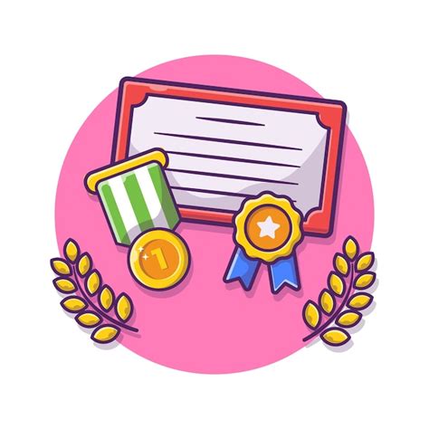 Premium Vector Award Certificate And Gold Medal Cartoon Illustration Winning Award Champion
