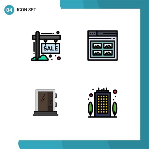 4 User Interface Filledline Flat Color Pack Of Modern Signs And Symbols Of Board Picture Sign