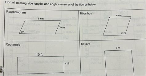 [answered] Find All Missing Side Lengths And Angle Measures Of Geometry Kunduz