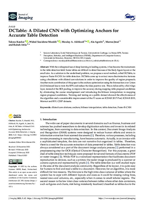 Pdf Dctable A Dilated Cnn With Optimizing Anchors For Accurate Table