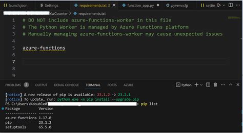 nameerror name azure is not defined in requirements txt file