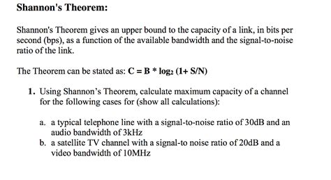 Solved Shannons Theorem Shannons Theorem Gives An Upper