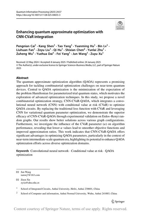 Enhancing Quantum Approximate Optimization With Cnn Cvar Integration