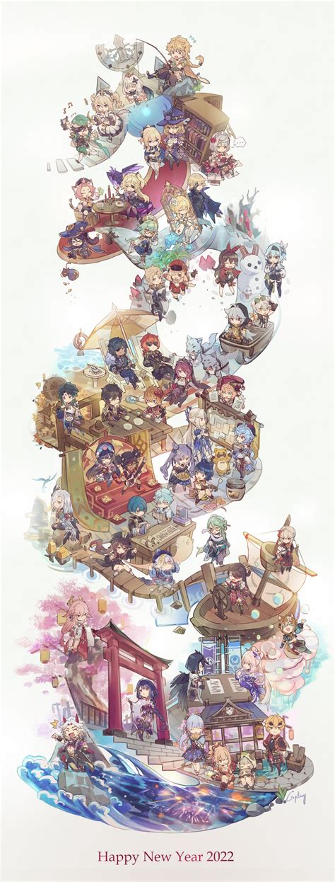 Ganyu Raiden Shogun Lumine Zhongli Hu Tao And More Genshin Impact Drawn By Csyday