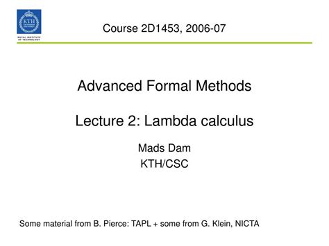Ppt Advanced Formal Methods Lecture 2 Lambda Calculus Powerpoint Presentation Id3216740
