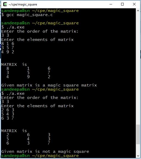 C Program To Check For Magic Square Matrix
