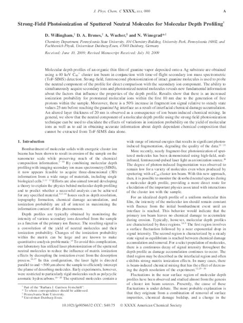 Pdf Strong Field Photoionization Of Sputtered Neutral Molecules For