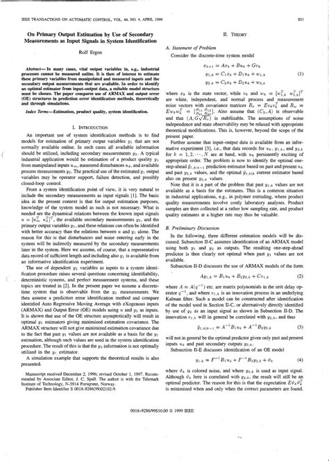 PDF On Primary Output Estimation By Use Of Secondary Measurements As