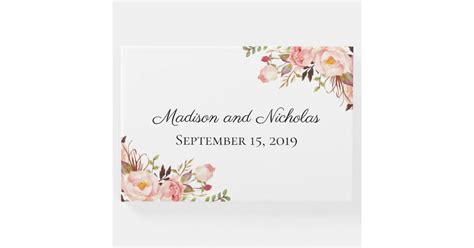 Rustic Pink Floral Wedding Guest Book Zazzle