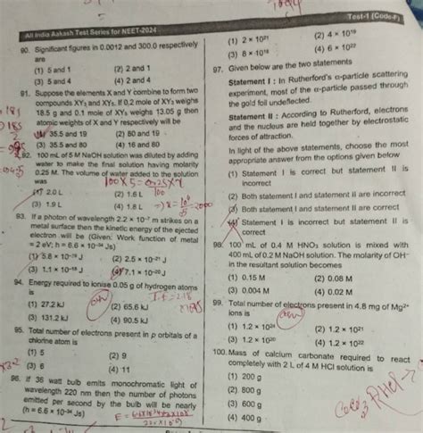 All India Aakash Test Series For Neet 2024 Test 1 Coder 90 Significant