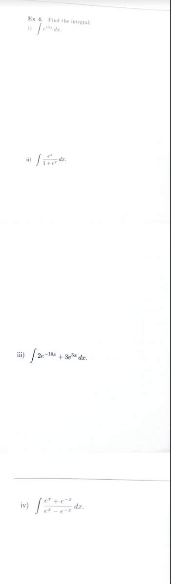 Answered Ex 4 Find The Integral Jed Bartleby