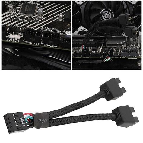Motherboard Usb 2 0 9 Pin Header 1 To 2 Extension Hub Splitter Adapter