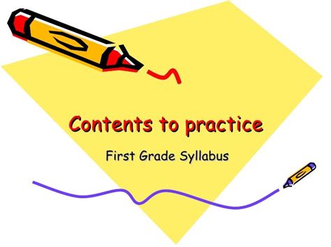 First Grade Syllabus