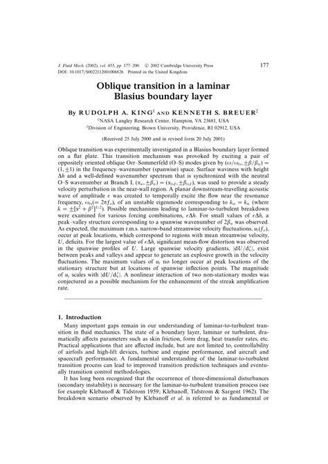 Pdf Oblique Transition In A Laminar Blasius Boundary Layer