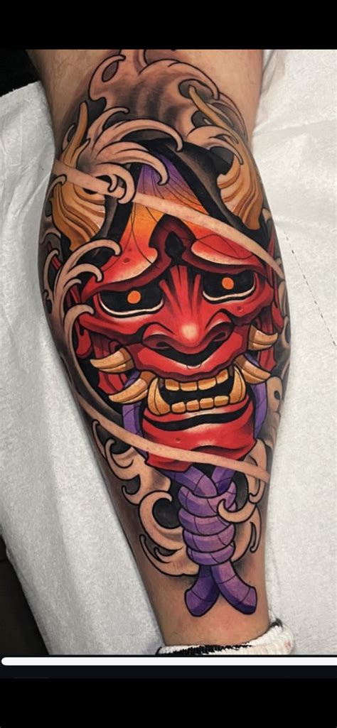 Hannya Mask Tattoo Design Colored Oni Tattoo Color Tattoo Neo