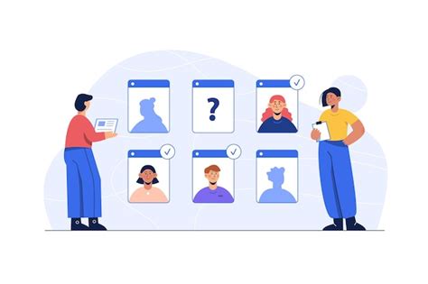 온라인 회의를 갖는 젊은 캐릭터 프리미엄 벡터