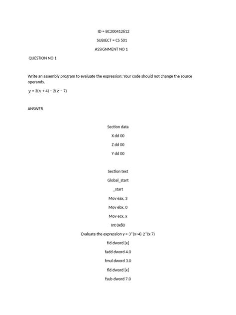 Cs501 Assignment Pdf Computer Data Computer Architecture