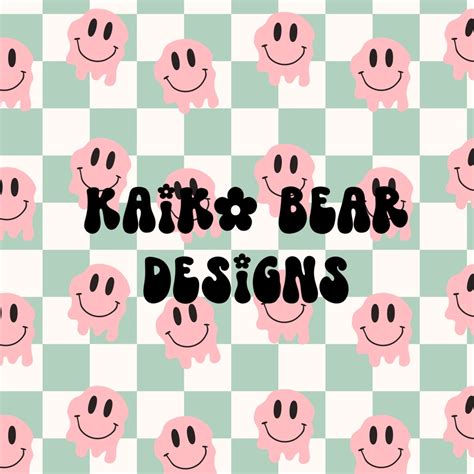 Retro Smiley Face Checkered Seamless Pattern Checkered Board Seamless File Groovy Smiley Face