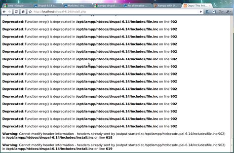 php problems installing drupal with xampp and ubuntu stack overflow