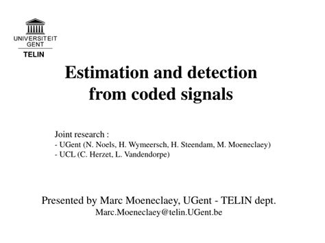 Ppt Estimation And Detection From Coded Signals Powerpoint