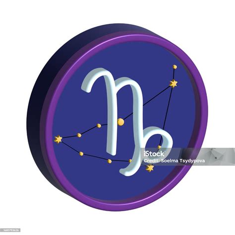 조디악 표지판 염소자리 3d 그림 흰색 배경에 둥근 아이콘 격리 점성술 기호가 있는 파란색 3차원 반지 0명에 대한 스톡 벡터 아트 및 기타 이미지 Istock