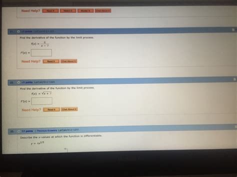 Solved Find The Derivative Of The Function By The Limit