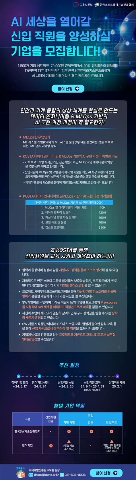 Sw기술협 데이터 엔지니어링 And Mlops 기반의 Ai 구현 과정 참여 기업을 모집합니다 Kosta 한국소프트웨어기술진흥협회