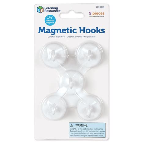 Learning Resources Magnetic Hooks Strong Magnetic Hooks White Set Of 5 Ler2698 Image 1