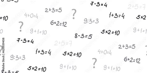 Solve Examples Seamless Background Of Randomly Placed Different Mathematical Examples Adding