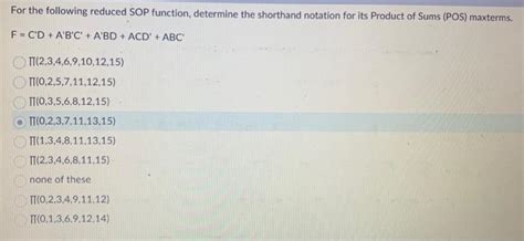 Solved For The Following Reduced Sop Function Determine The
