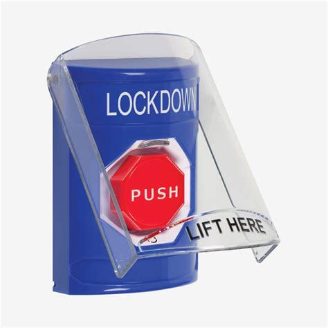 Stopper® Station Lockdown Button Blue W Clear Cover