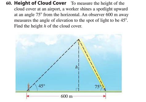 Solved Height Of Cloud Cover To Measure The Height Of The Chegg Com