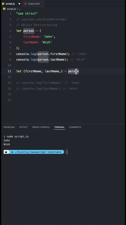 Object Destructuring In Javascript 🔥 Javascripttutorial Javascript Javascriptbeginner Youtube