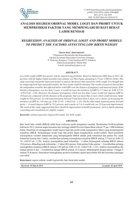 Pdf Regression Analysis Of Ordinal Logit And Probit Models To Predict