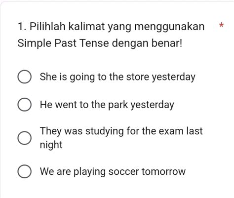 1 Pilihlah Kalimat Yang Menggunakan Simple StudyX