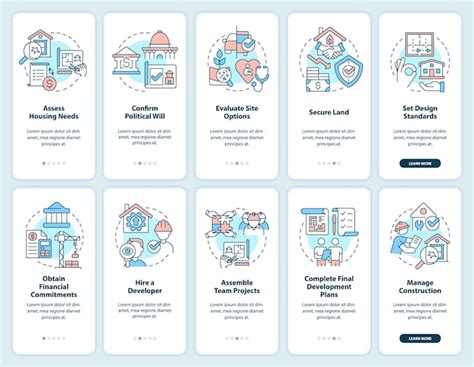 Premium Vector Tips For Housing Development Onboarding Mobile App Screen Set