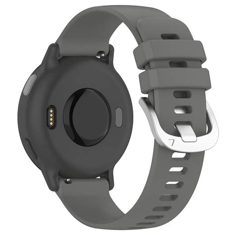 For Garmin Venu SQ2 Liquid Glossy Silver Buckle Silicone Watch Band Gray Alexnld Com