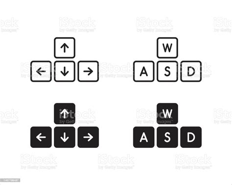 Wasd Computer Keyboard Gaming Icon Symbol Signs Vector Illustration