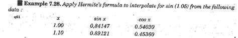 Solved Example 728 Apply Hermites Formula To Interpolate