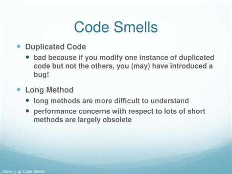 refactoring and code smells ppt download