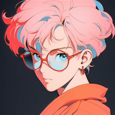 Premium Photo Anime Style Image Of A Woman With Pink Hair And Glasses