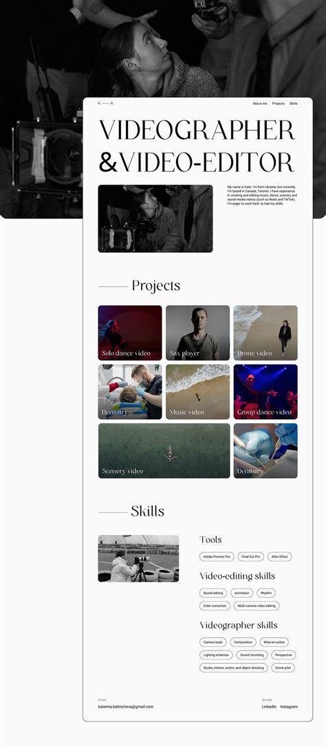 Website Portfolio For Videographer Oleksandra Maiboroda Portfolio Website Design Portfolio
