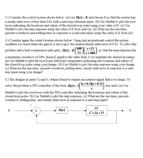 Solved Consider The Control System Shown Below A Let D S Chegg Com