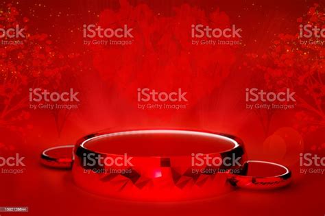 빨간색 배경에 빨간색 제품 연단을 렌더링하는 사실적인 3d 제품 데모를 위한 빨간색 제품 단계 프리젠테이션 광고 배너 포스터의 배경 0명에 대한 스톡 사진 및 기타 이미지