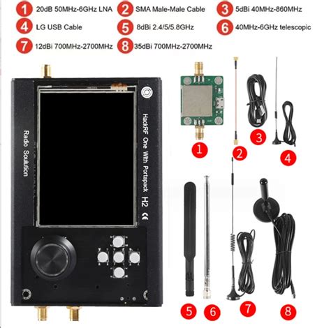 Hackrf One Portapack H2 5 Antennas And Data Cable 1mhz 6ghz Sdr Radio