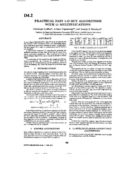 Pdf Practical Fast 1 D Dct Algorithms With 11 Multiplications